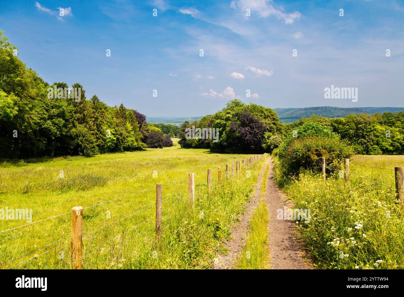 Hiking trail though fields in Upper Bacombe near Wendover ...