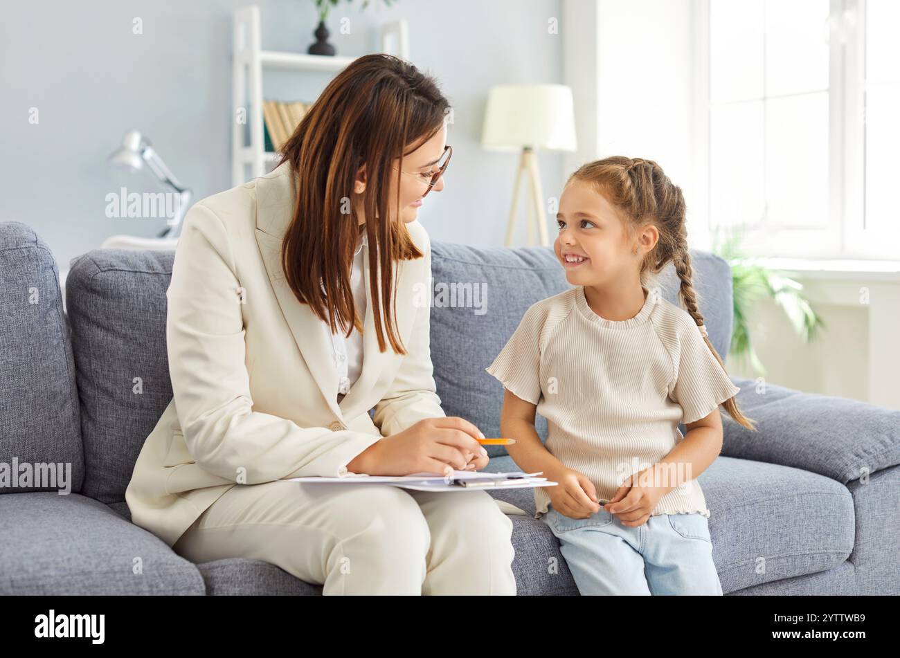 Doctor Psychologist And Girl In Therapy Session And Conversation Stock ...