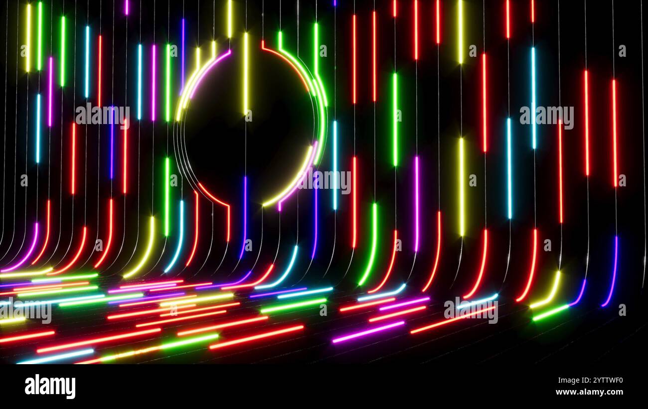 Neon curve lines mockup 3d render Stock Photo - Alamy