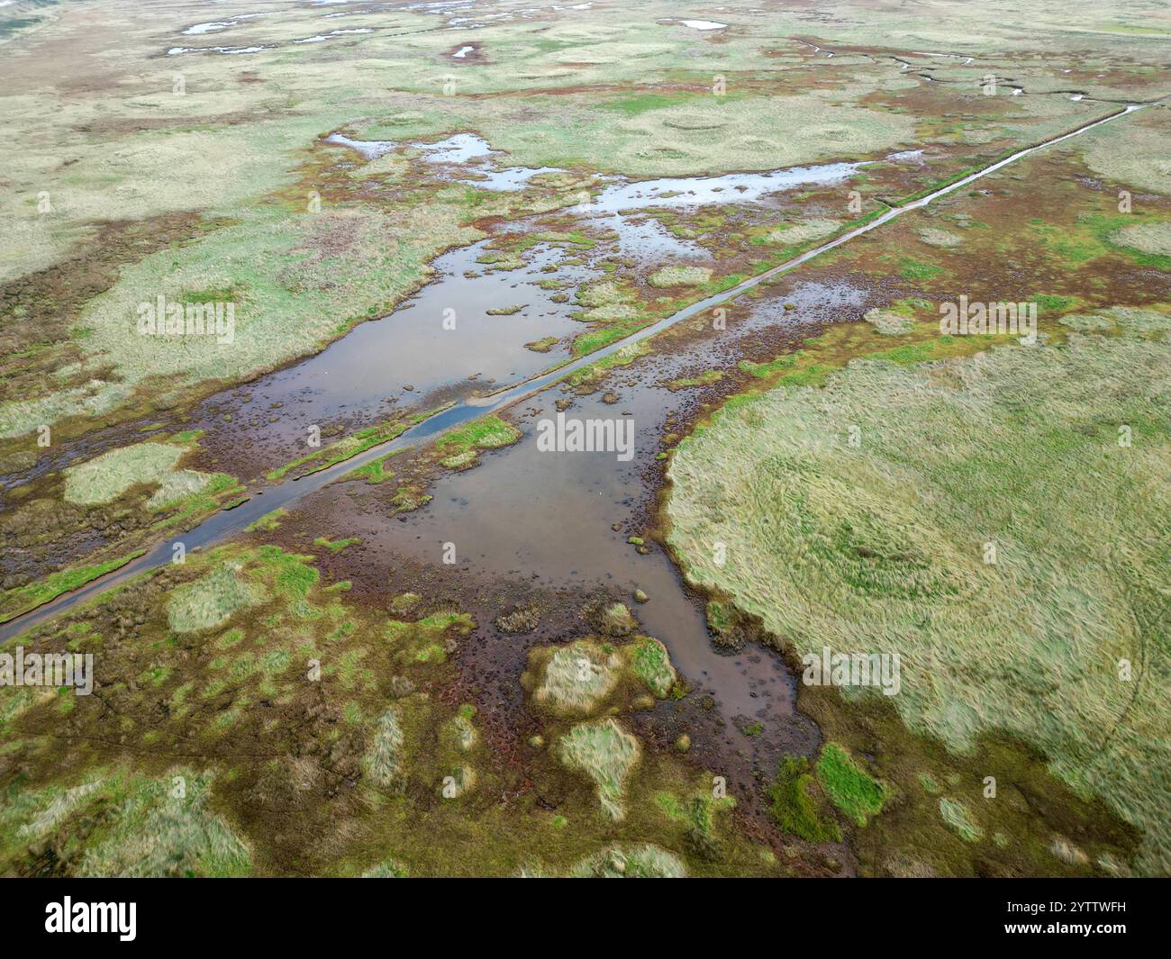 Aerial view of the inlets and streams of the Boschplaat, Terschelling ...