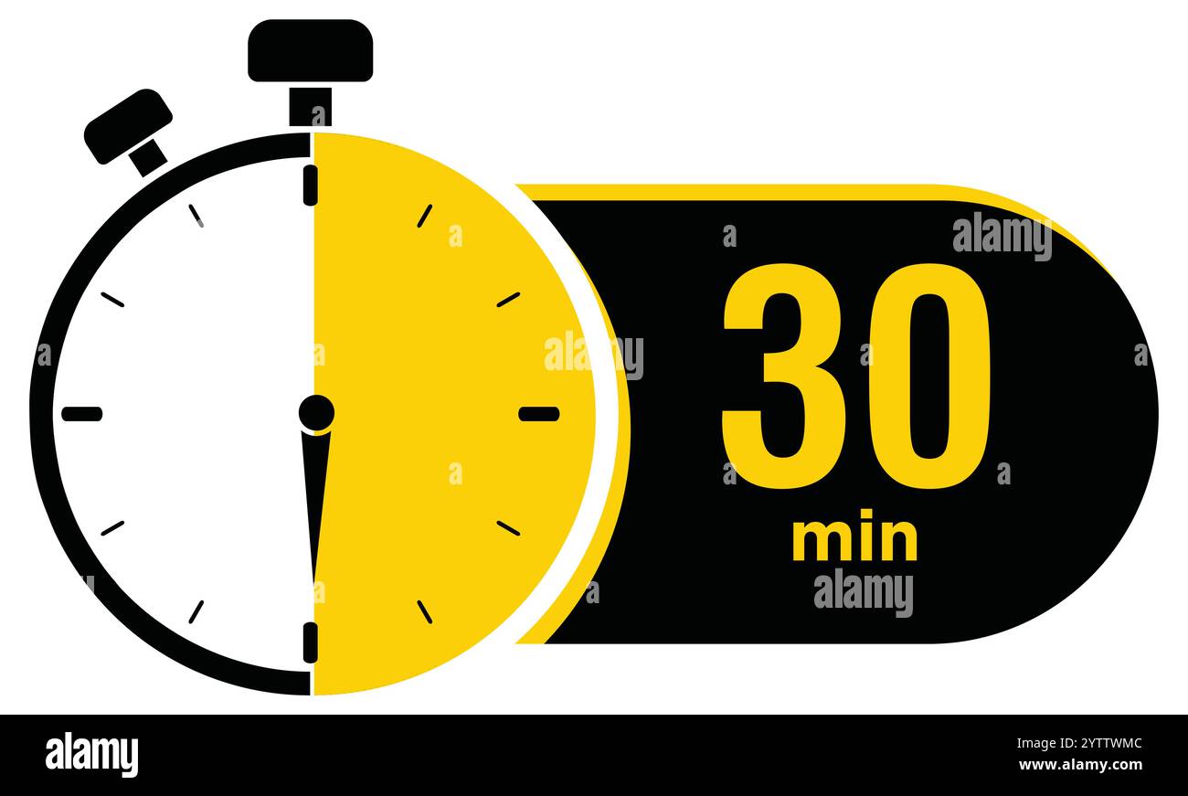 30 Minute Timer Clock Stopwatch Isolated Icons Countdown Timer