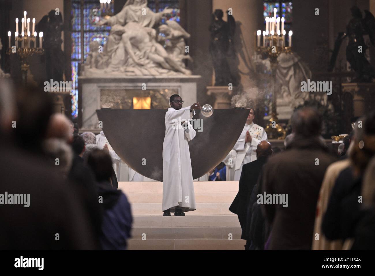 The Archbishop of Paris Laurent Ulrich during the first mass for the ...