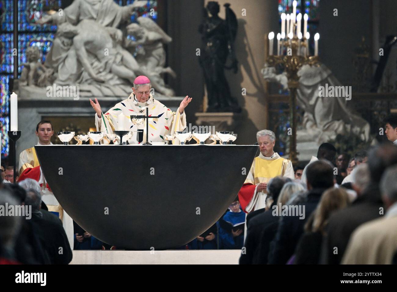 The Archbishop of Paris Laurent Ulrich during the first mass for the ...