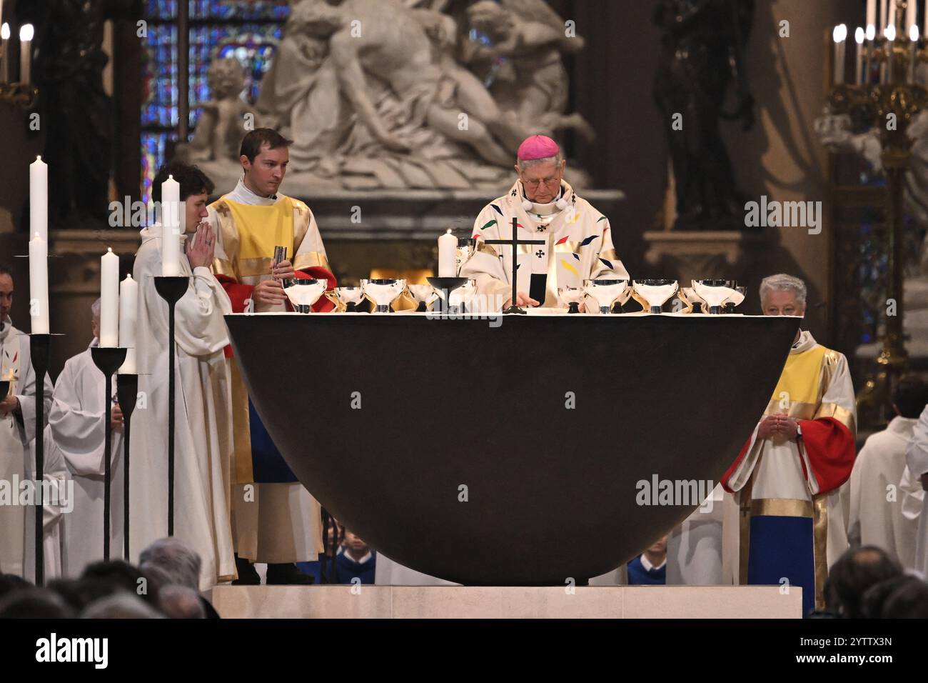 The Archbishop of Paris Laurent Ulrich during the first mass for the ...