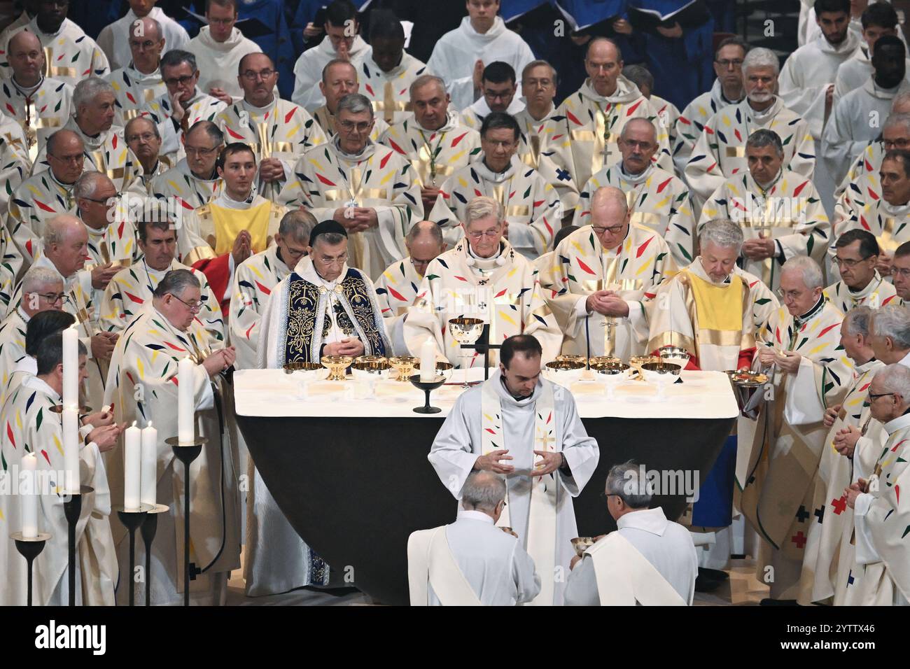 The Archbishop of Paris Laurent Ulrich during the first mass for the ...