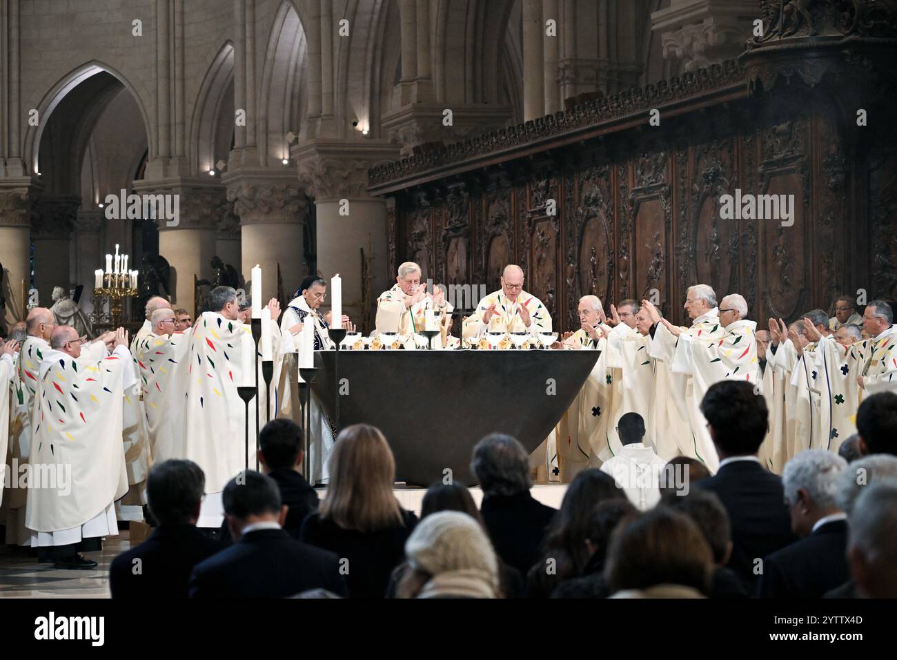 The Archbishop of Paris Laurent Ulrich during the first mass for the ...