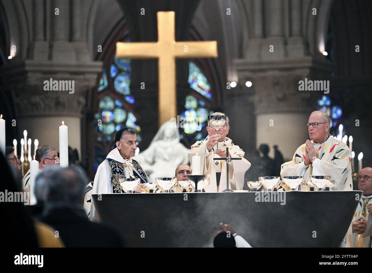 The Archbishop of Paris Laurent Ulrich during the first mass for the ...