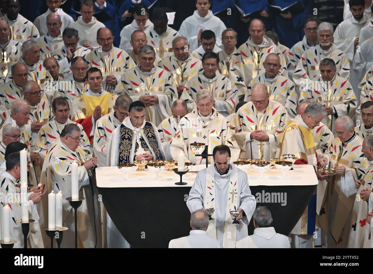 The Archbishop of Paris Laurent Ulrich during the first mass for the ...