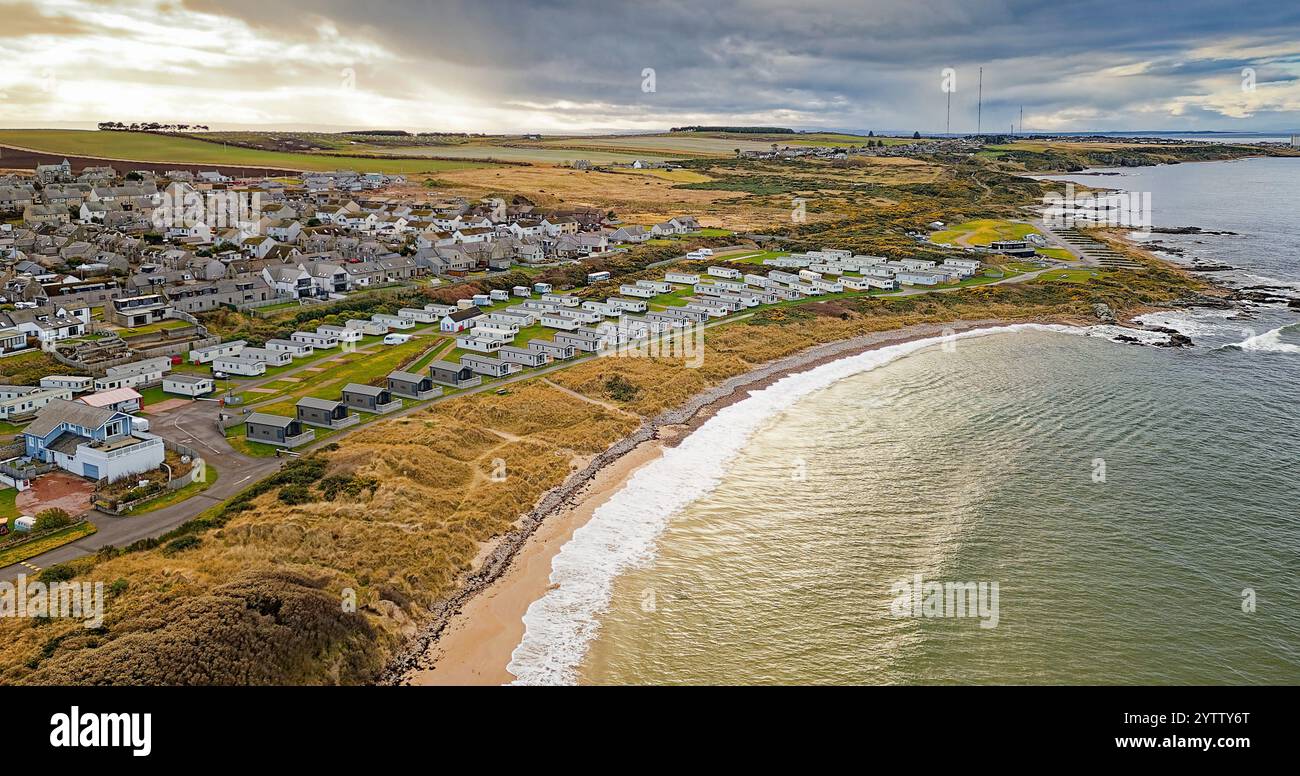 Hopeman Moray Coast Scotland village houses the West Beach and large ...