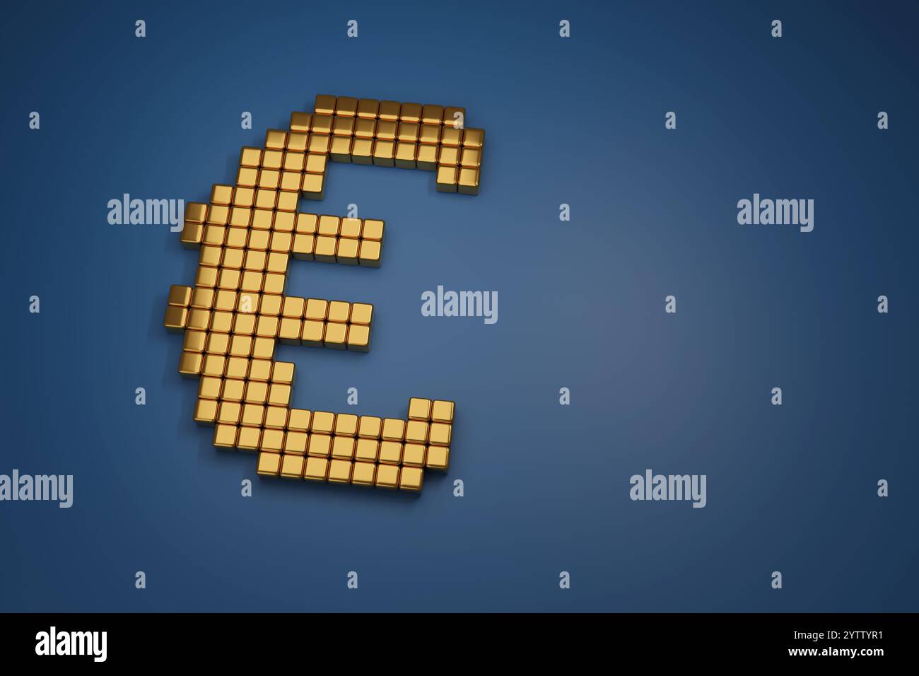 Euro symbol with golden cubes with copy space. 3d illustration Stock ...
