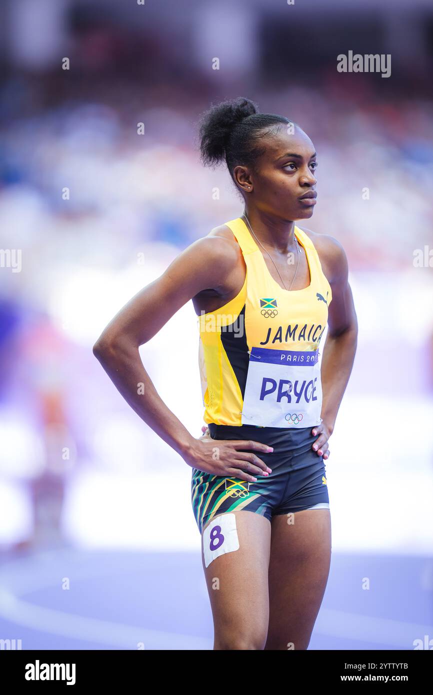 Nickisha Pryce participating in the 400 meters at the Paris 2024 ...