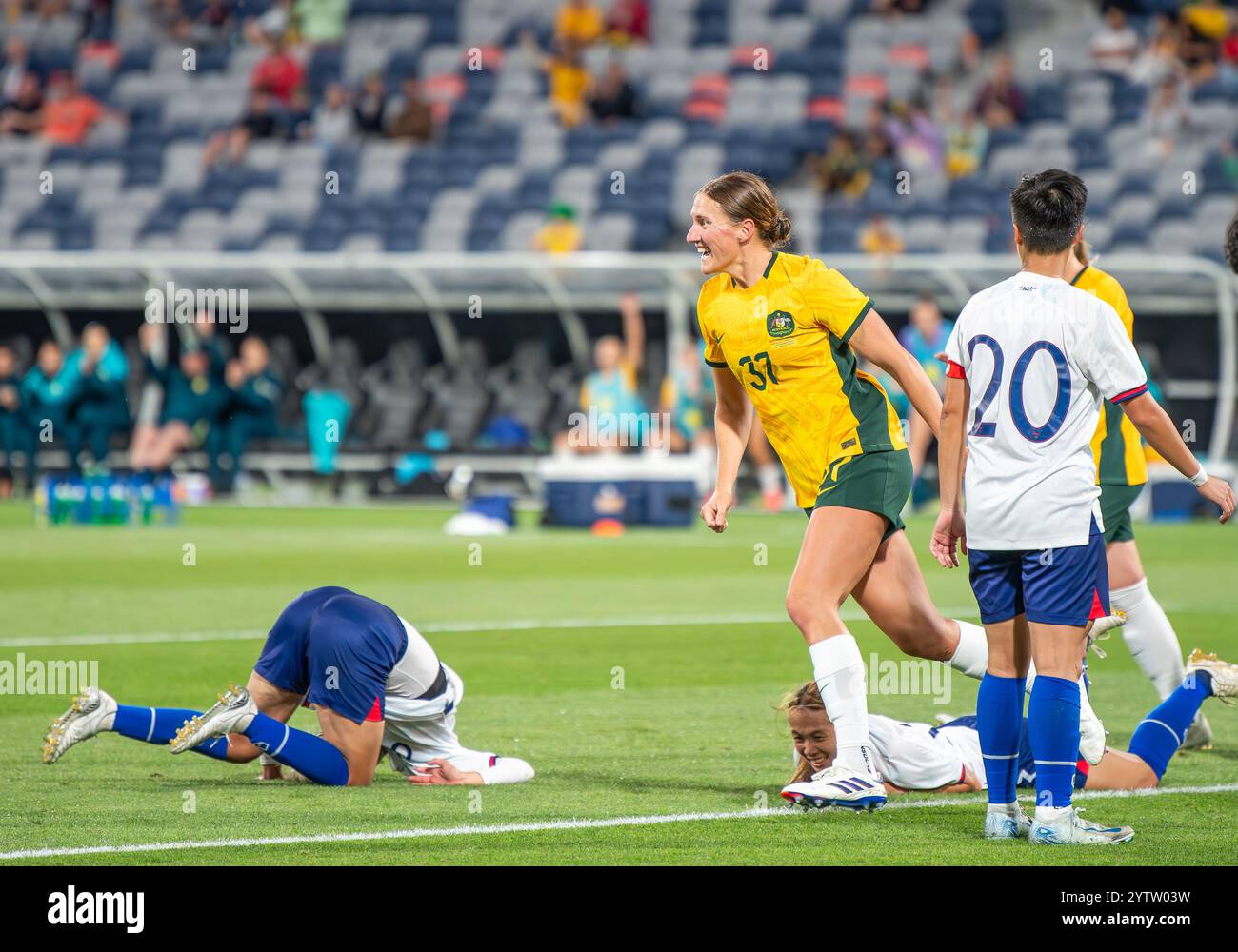 Australia's Natasha Prior seen celebrating after scoring a goal during ...