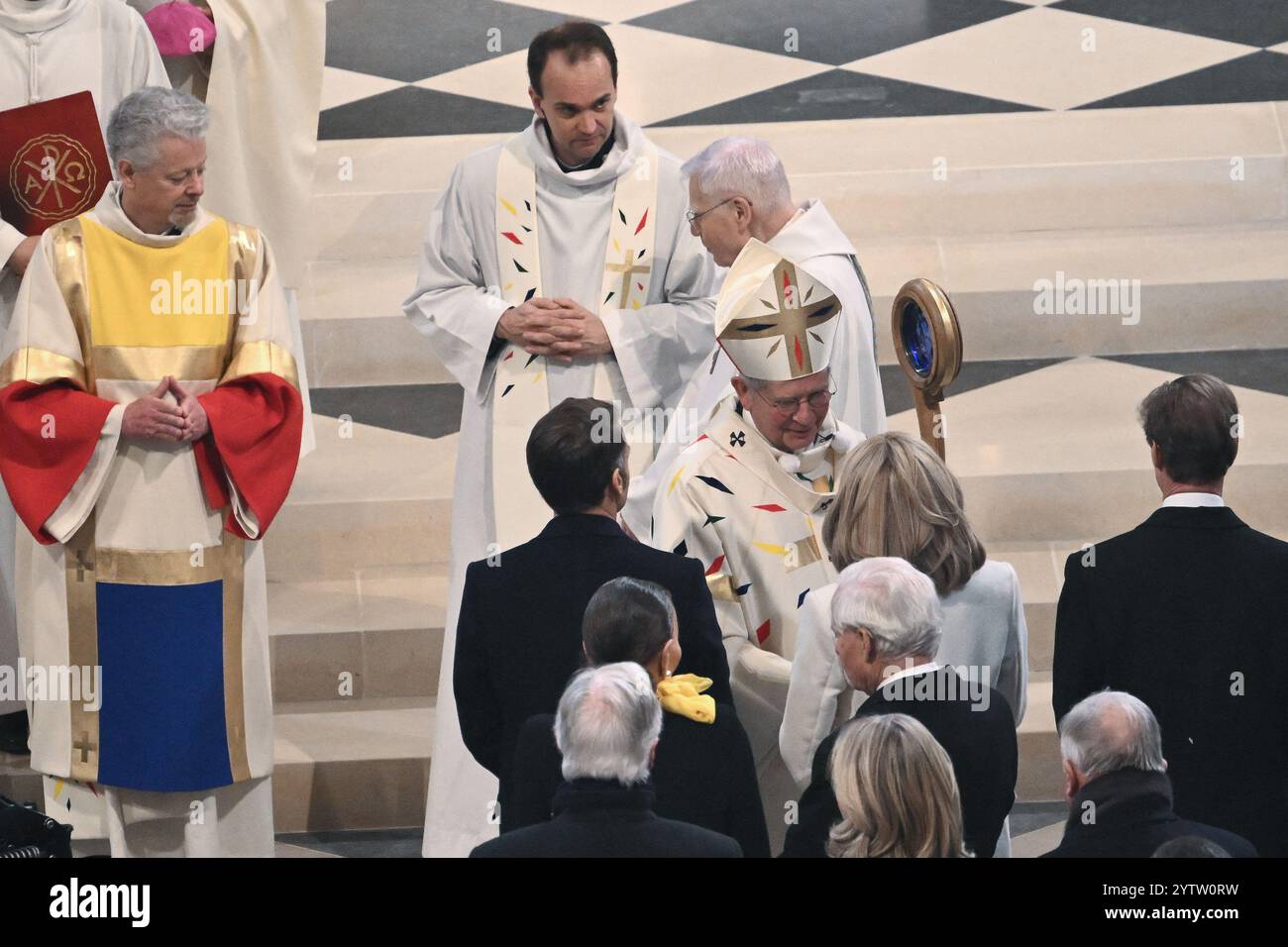 The Archbishop of Paris Laurent Ulrich with President Emmanuel Macron ...