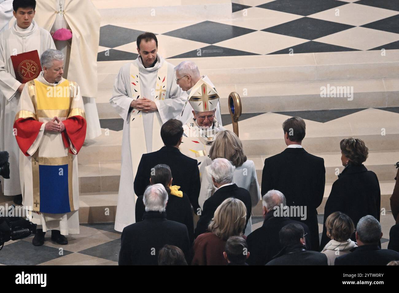 The Archbishop of Paris Laurent Ulrich with President Emmanuel Macron ...