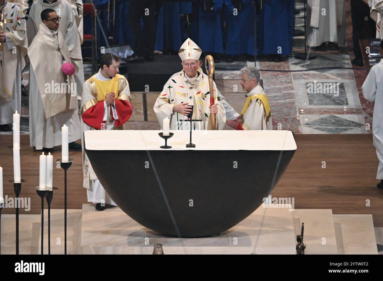 The Archbishop of Paris Laurent Ulrich during the first mass for the ...