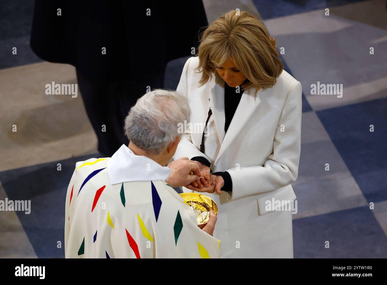 Brigitte Macron, wife of French President Emmanuel Macron, receives ...