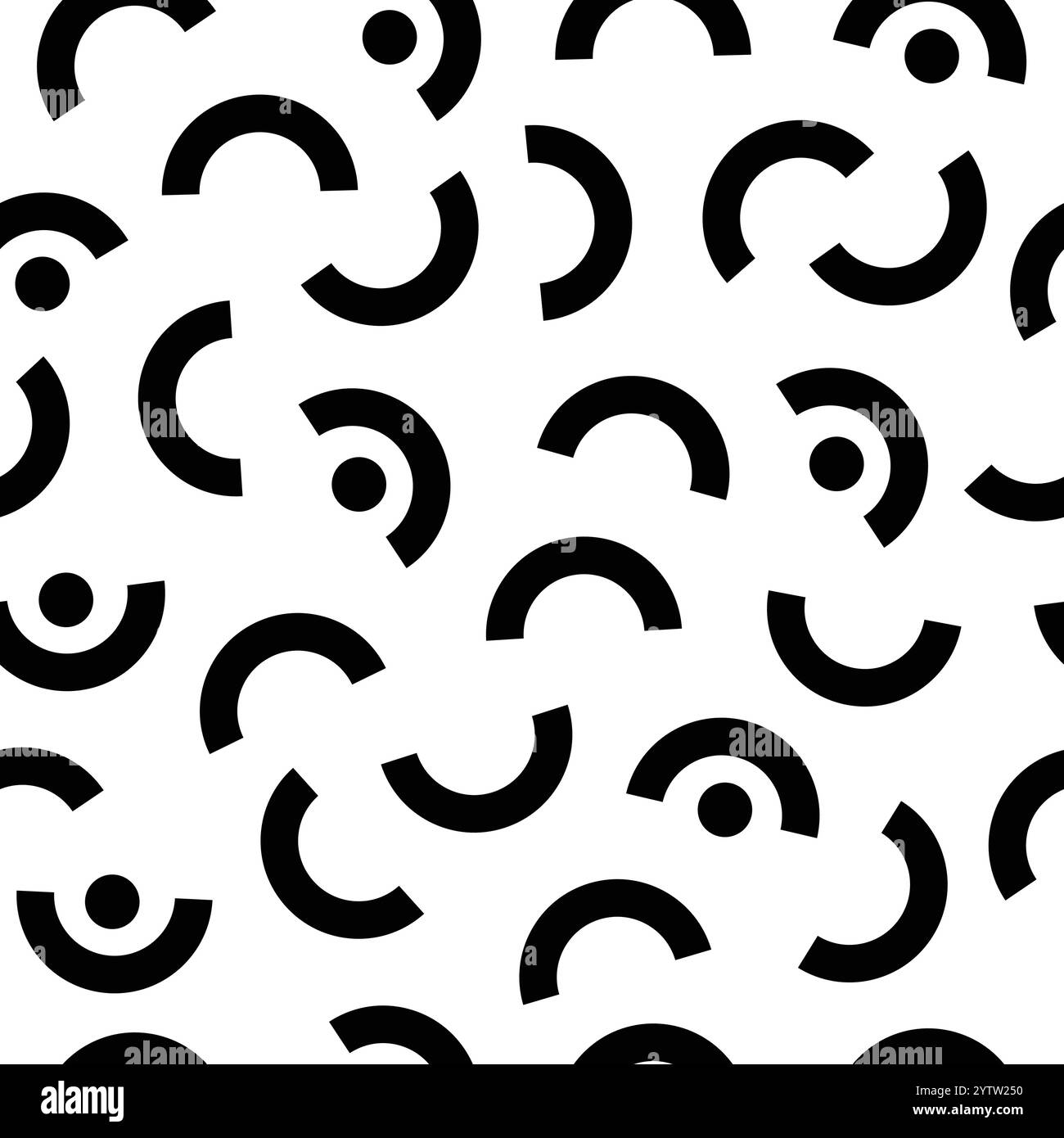 Seamless pattern featuring black geometric shapes on a white background ...