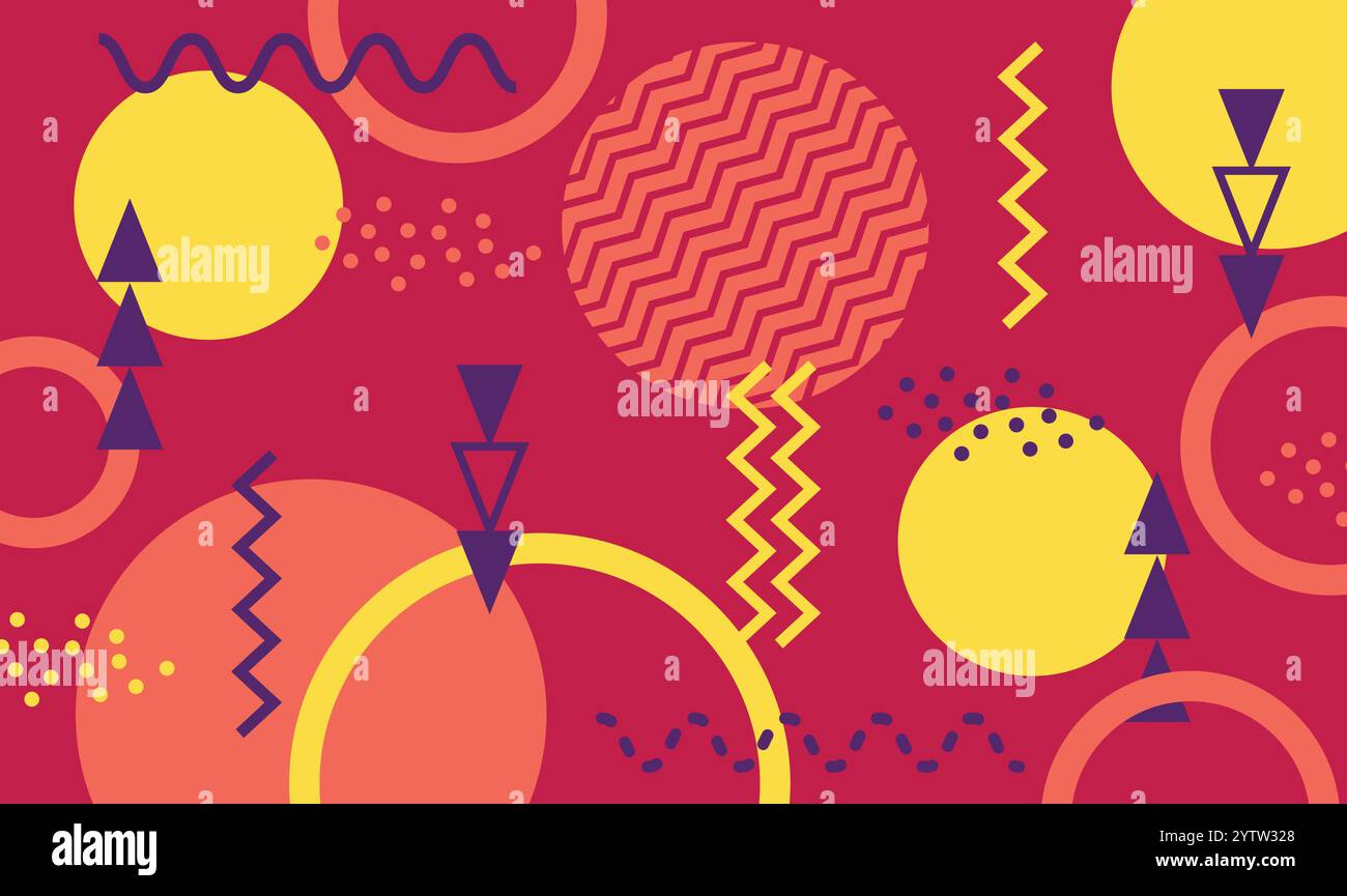 Vibrant geometric shapes and patterns creating a dynamic memphis design ...
