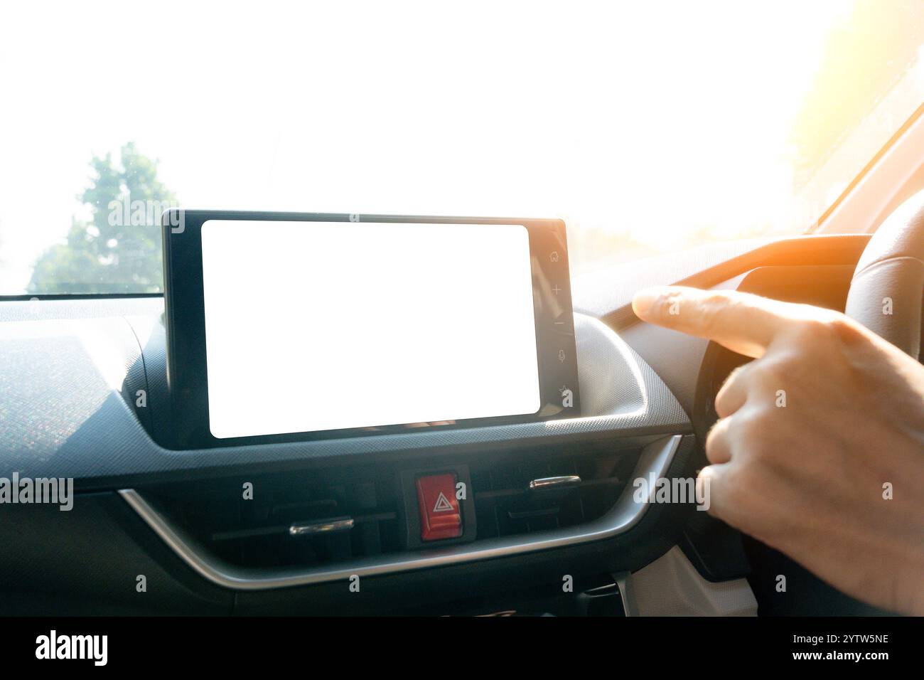 Dashboard of a car with empty screen interface Stock Photo - Alamy