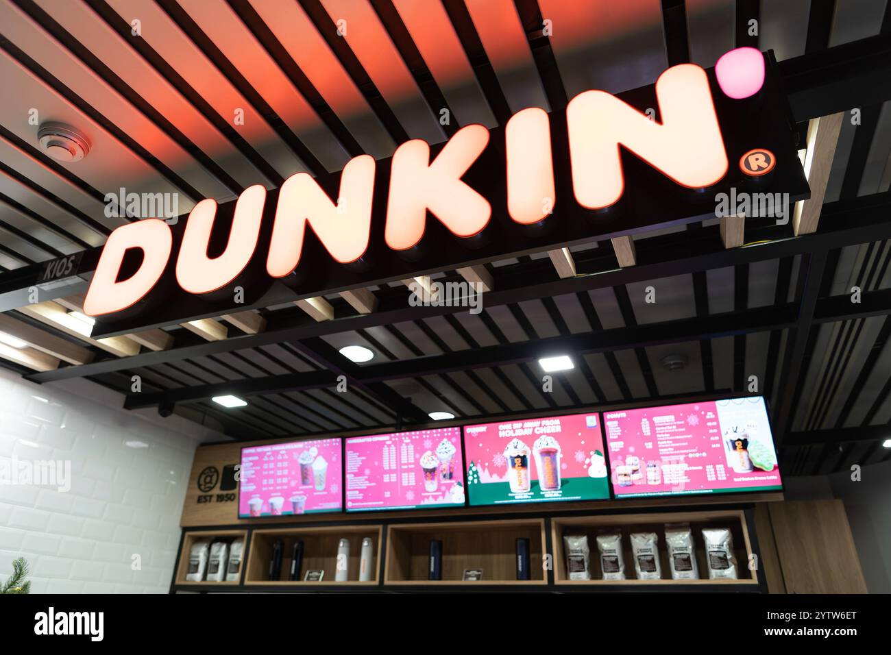 KUALA LUMPUR, MALAYSIA - NOVEMBER 21, 2023: Dunkin' Donuts cafe in KLIA ...