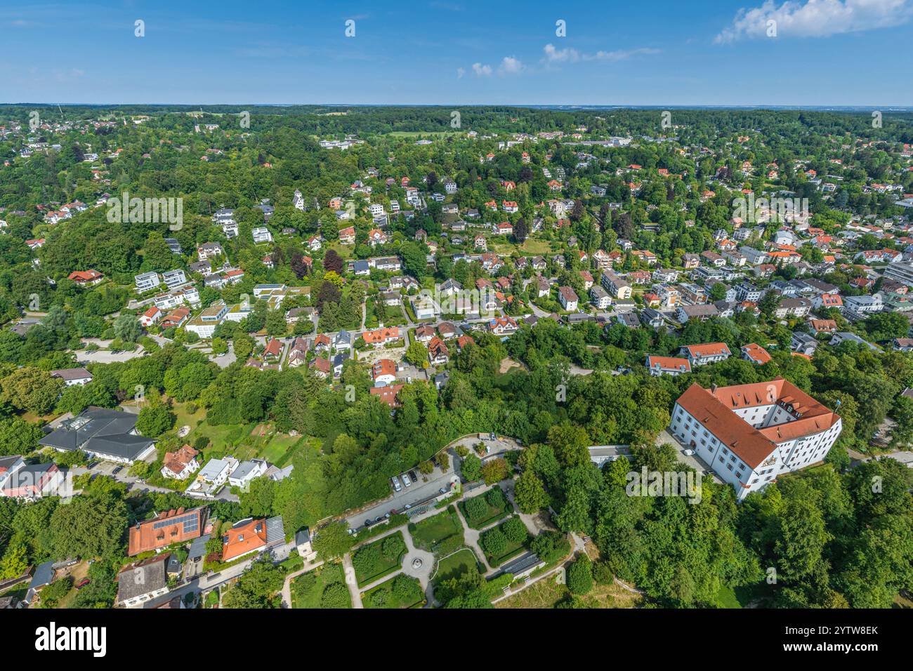 Aerial view of the town of Starnberg in the Upper Bavarian Alpine ...