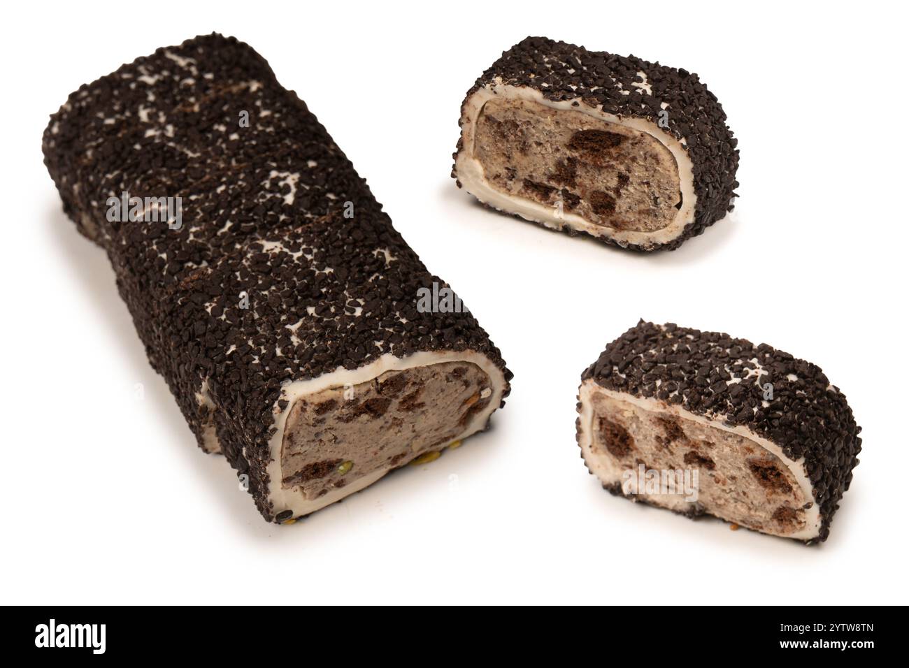 Sweet roll with chocolate and nuts, turkish sweets. Turkish rahat ...