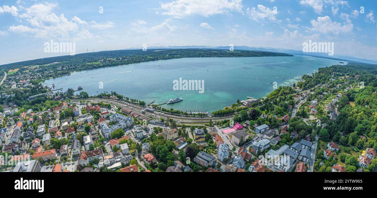 Aerial view of the town of Starnberg in the Upper Bavarian Alpine ...
