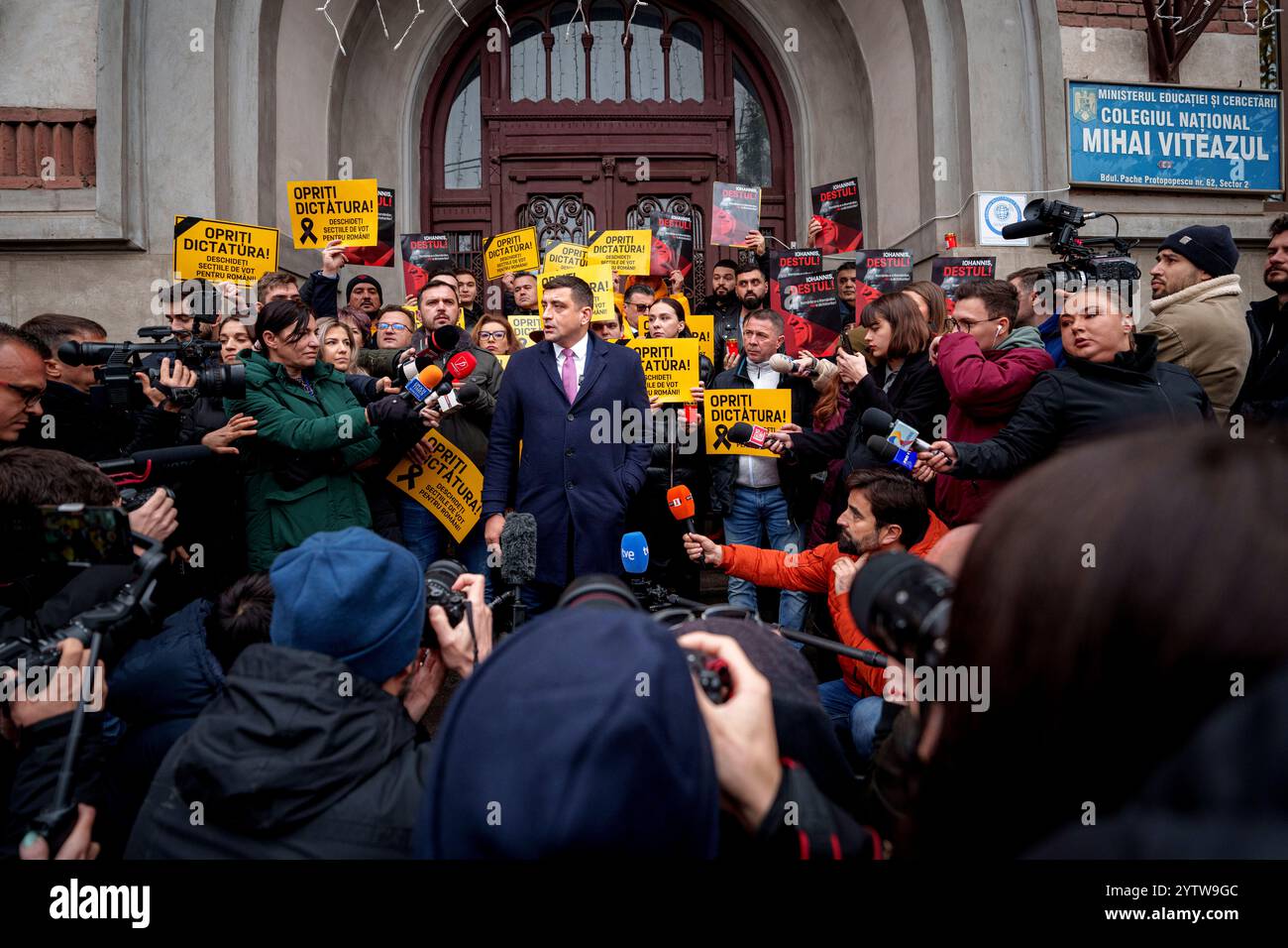 George Simion, leader of the right wing Alliance for Unity of the ...