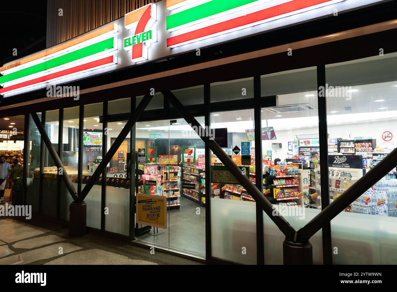 KUALA LUMPUR, MALAYSIA - NOVEMBER 08, 2023: 7-Eleven store in Kuala Lumpur. 7-Eleven is a global ...