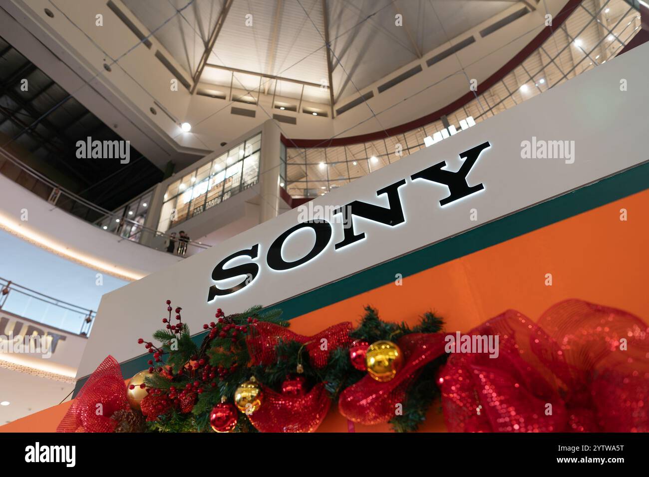 KUALA LUMPUR, MALAYSIA - NOVEMBER 09, 2023: close up shot of Sony sign ...