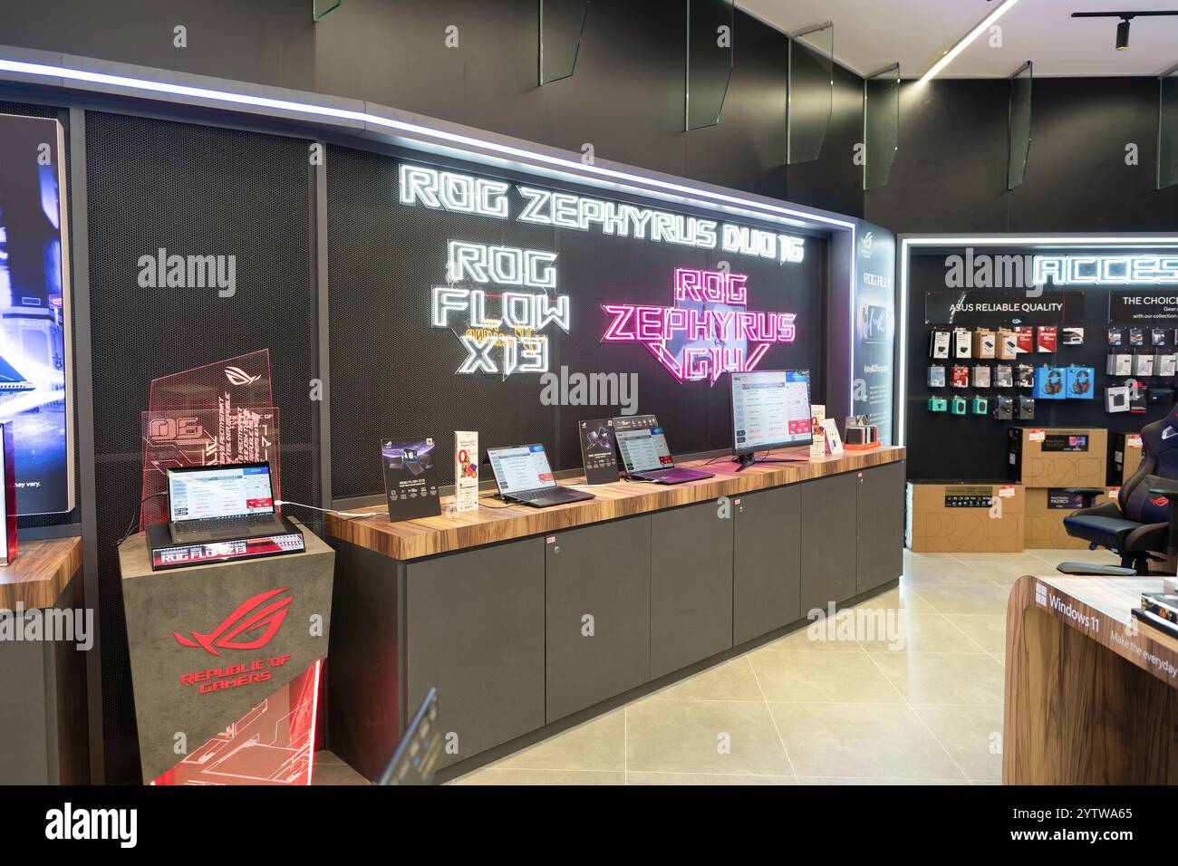 KUALA LUMPUR, MALAYSIA - NOVEMBER 09, 2023: laptops on display in ASUS ...