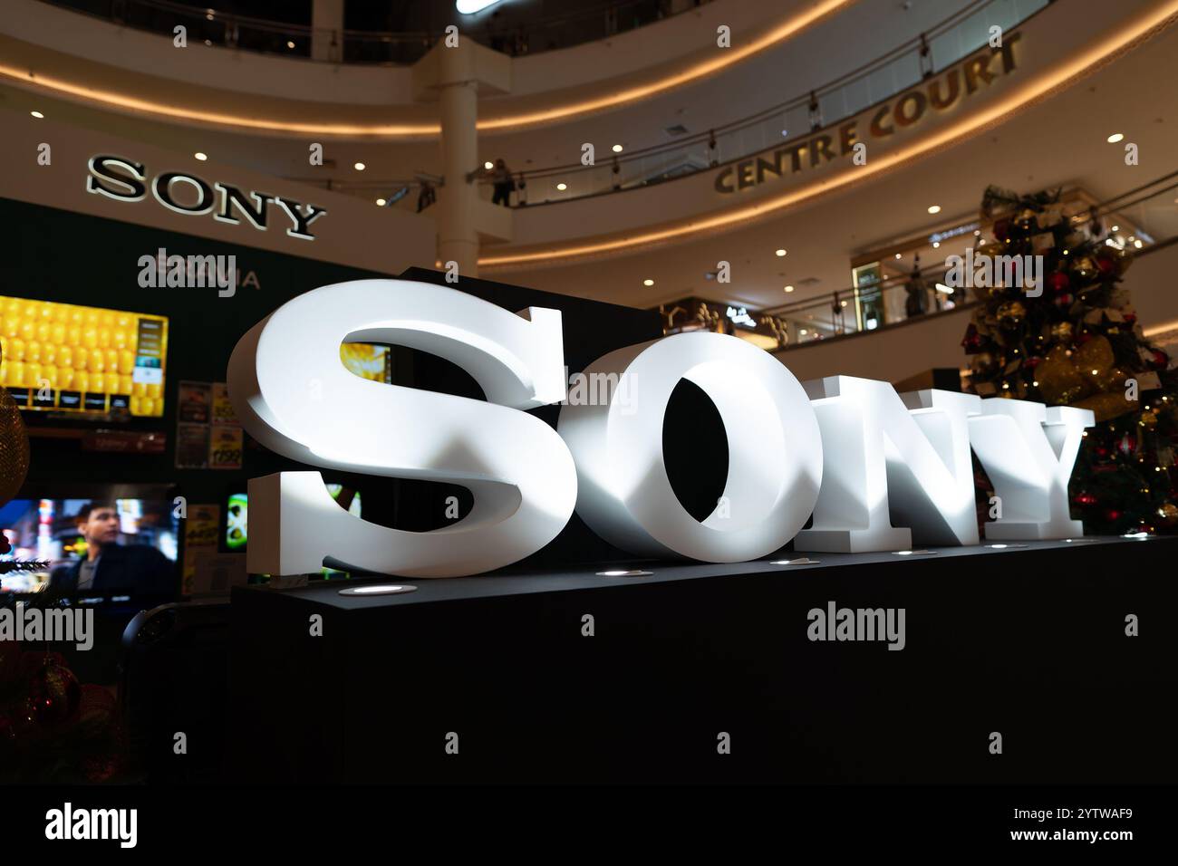 KUALA LUMPUR, MALAYSIA - NOVEMBER 09, 2023: close up shot of Sony sign ...