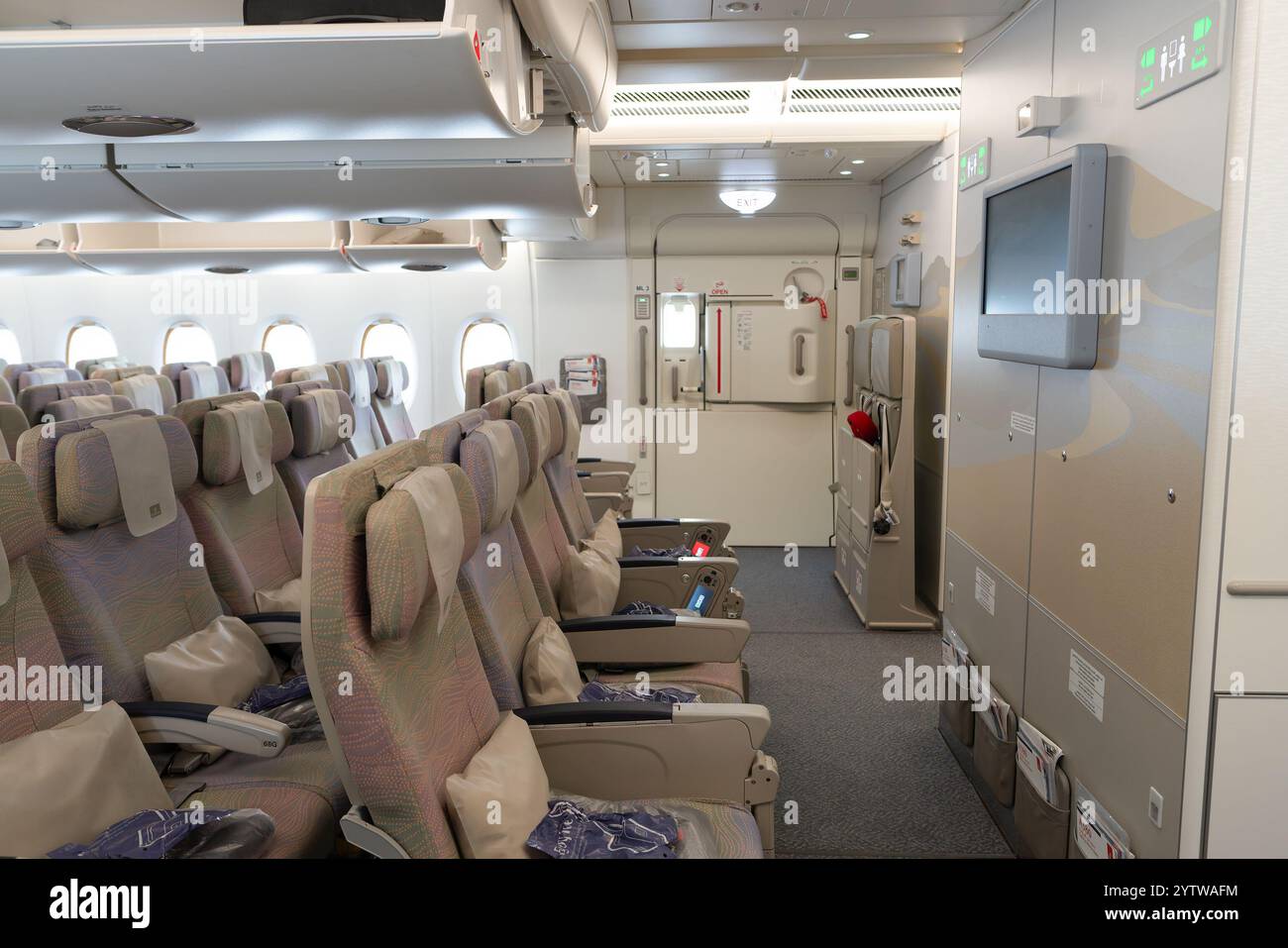 BANGKOK, THAILAND - JANUARY 09, 2019: interior shot of Economy Class in ...