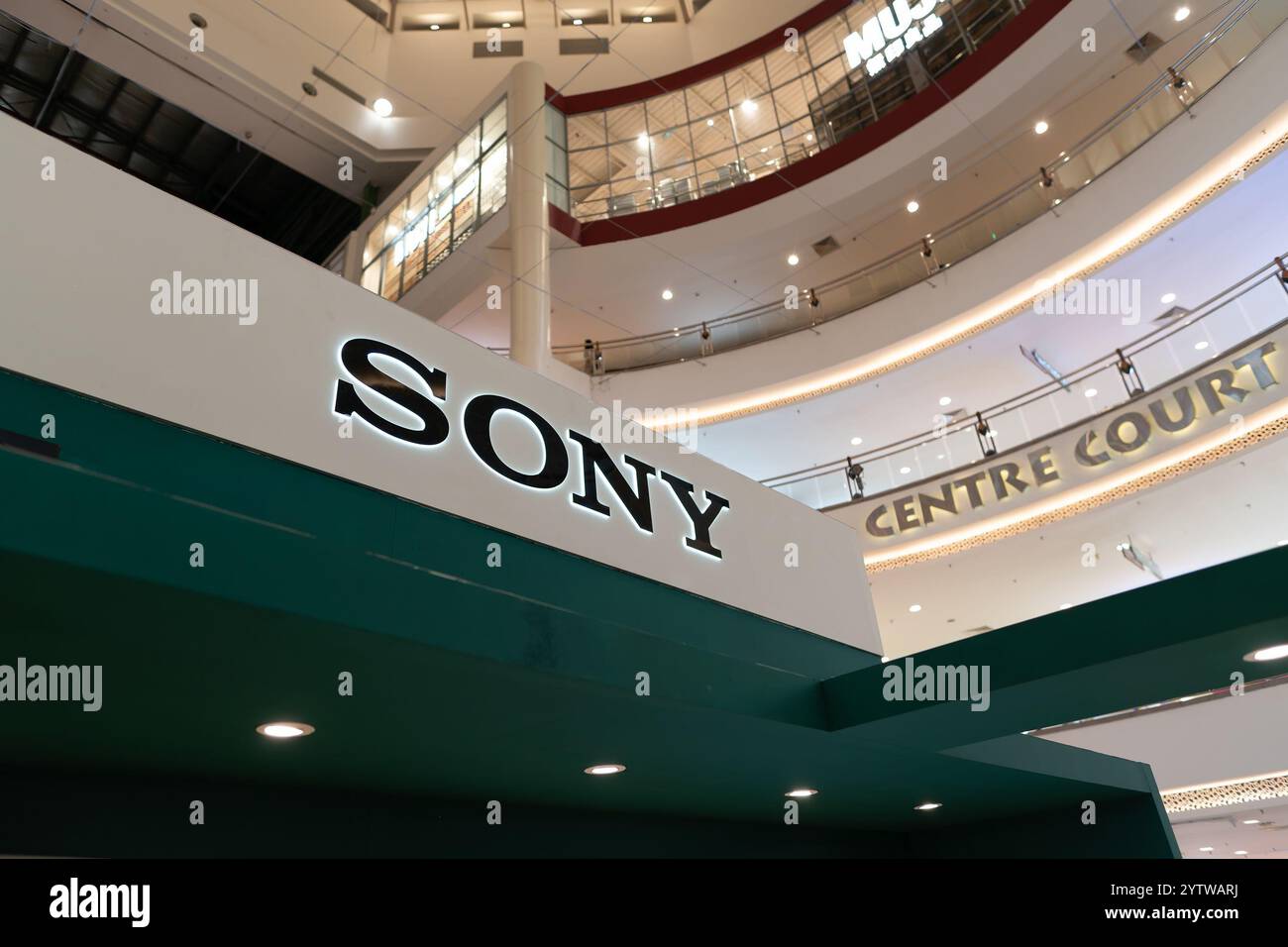 KUALA LUMPUR, MALAYSIA - NOVEMBER 09, 2023: close up shot of Sony sign ...