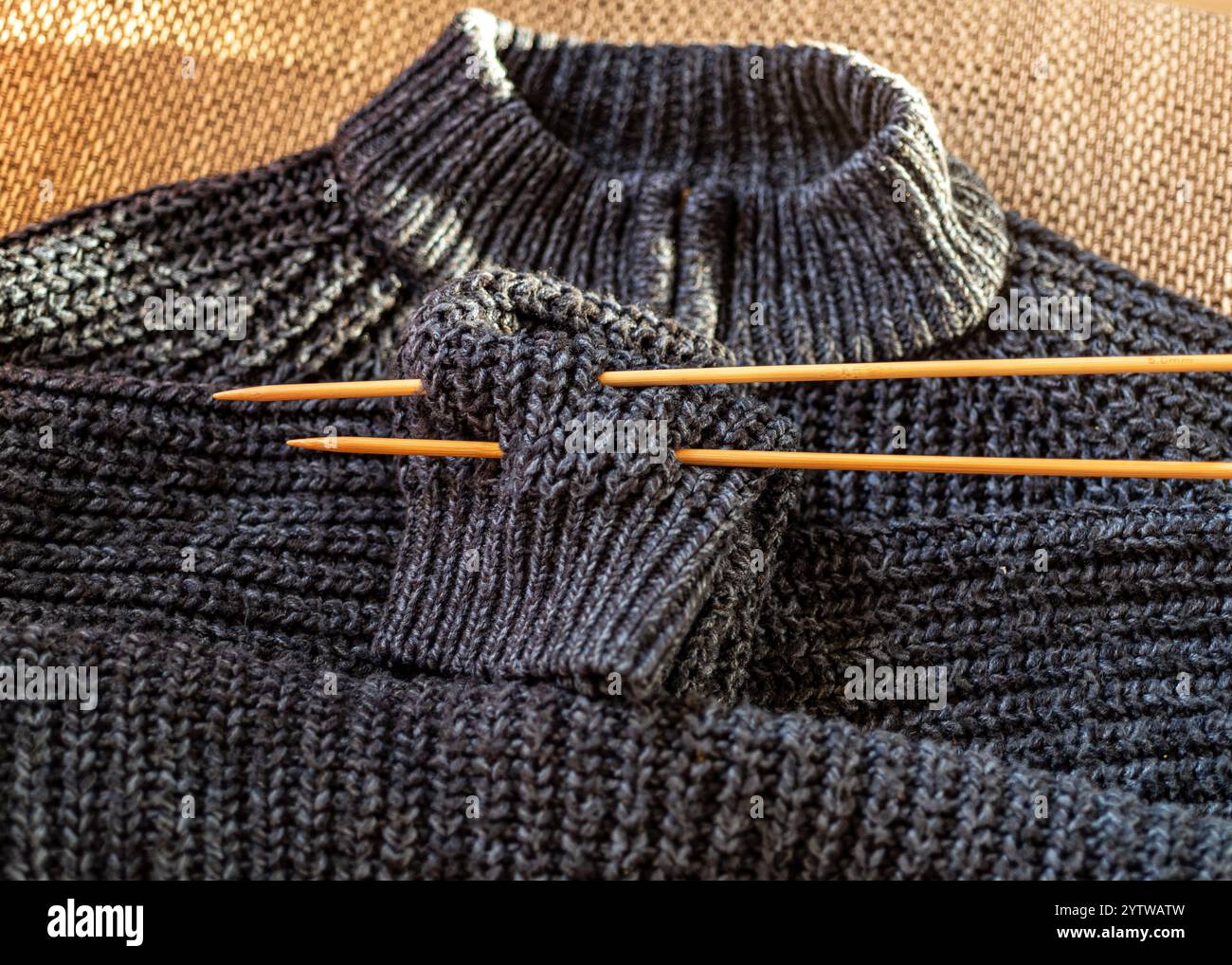 knitted handicraft, beautiful knitting pattern, handicraft concept ...