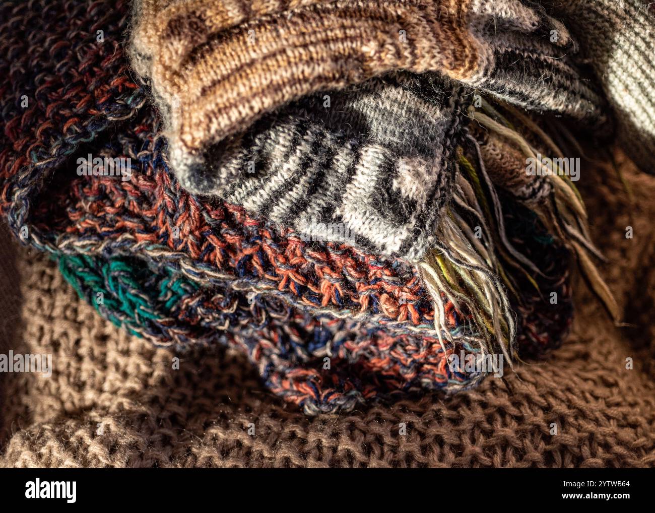 knitted handicraft, beautiful knitting pattern, handicraft concept ...