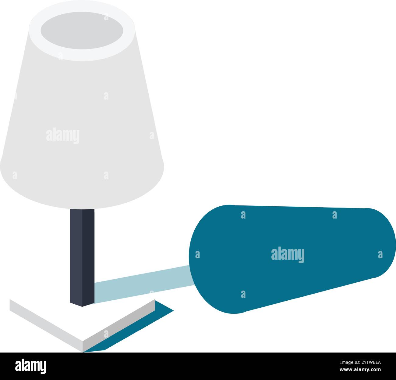 Electrician installing a sleek, modern minimalist lamp on a crisp white ...