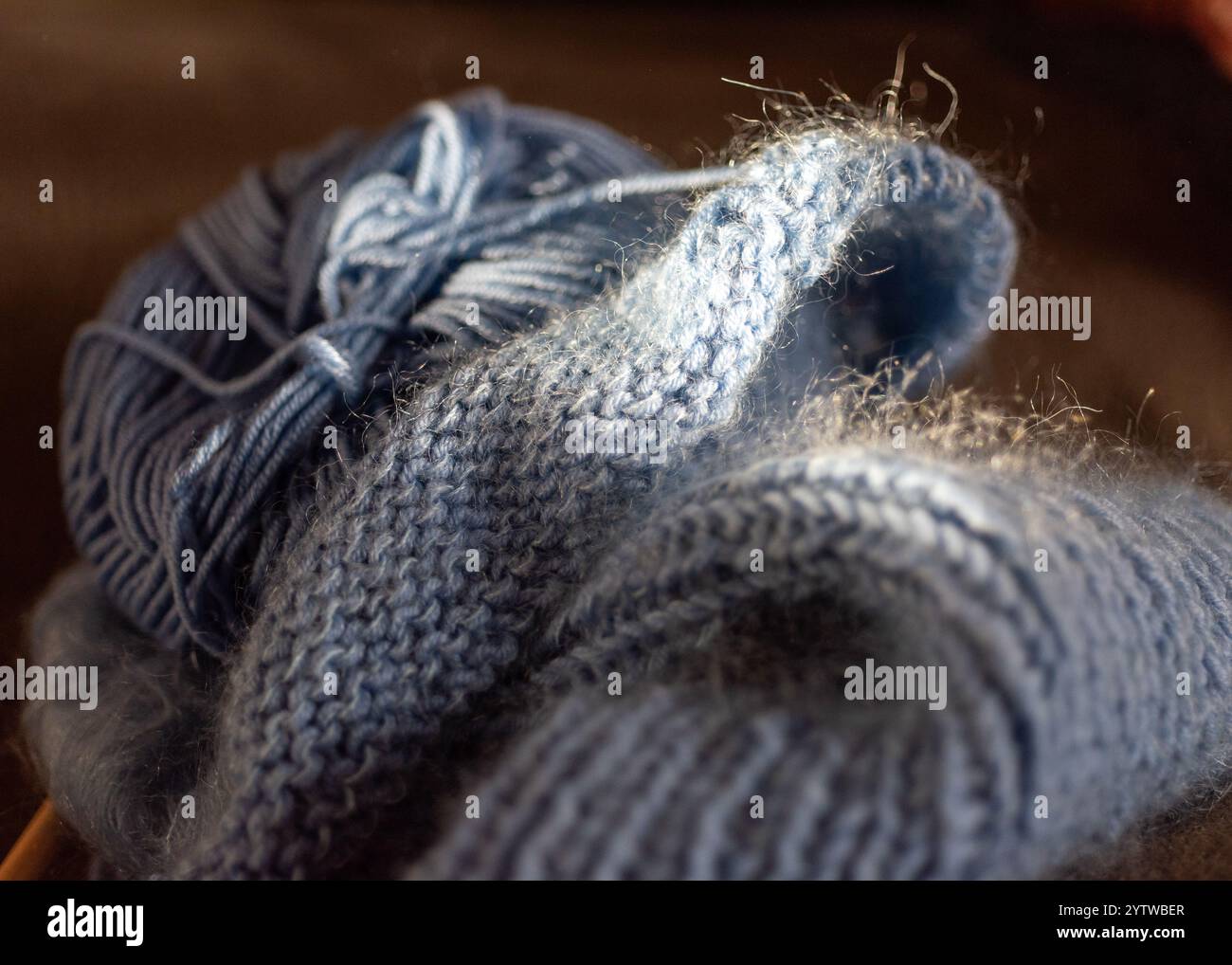 knitted handicraft, beautiful knitting pattern, handicraft concept ...