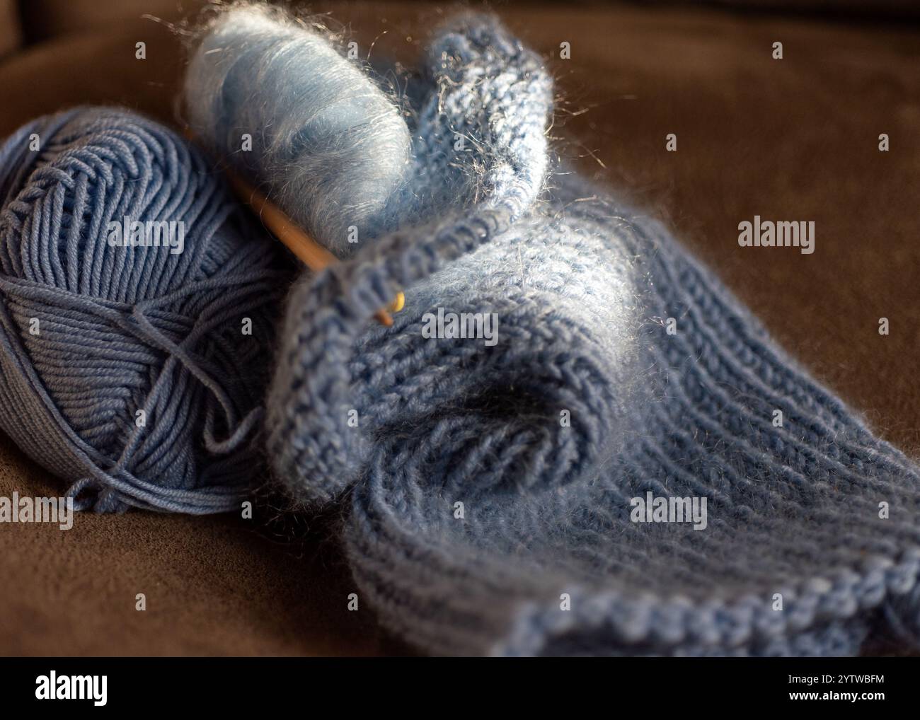 knitted handicraft, beautiful knitting pattern, handicraft concept ...