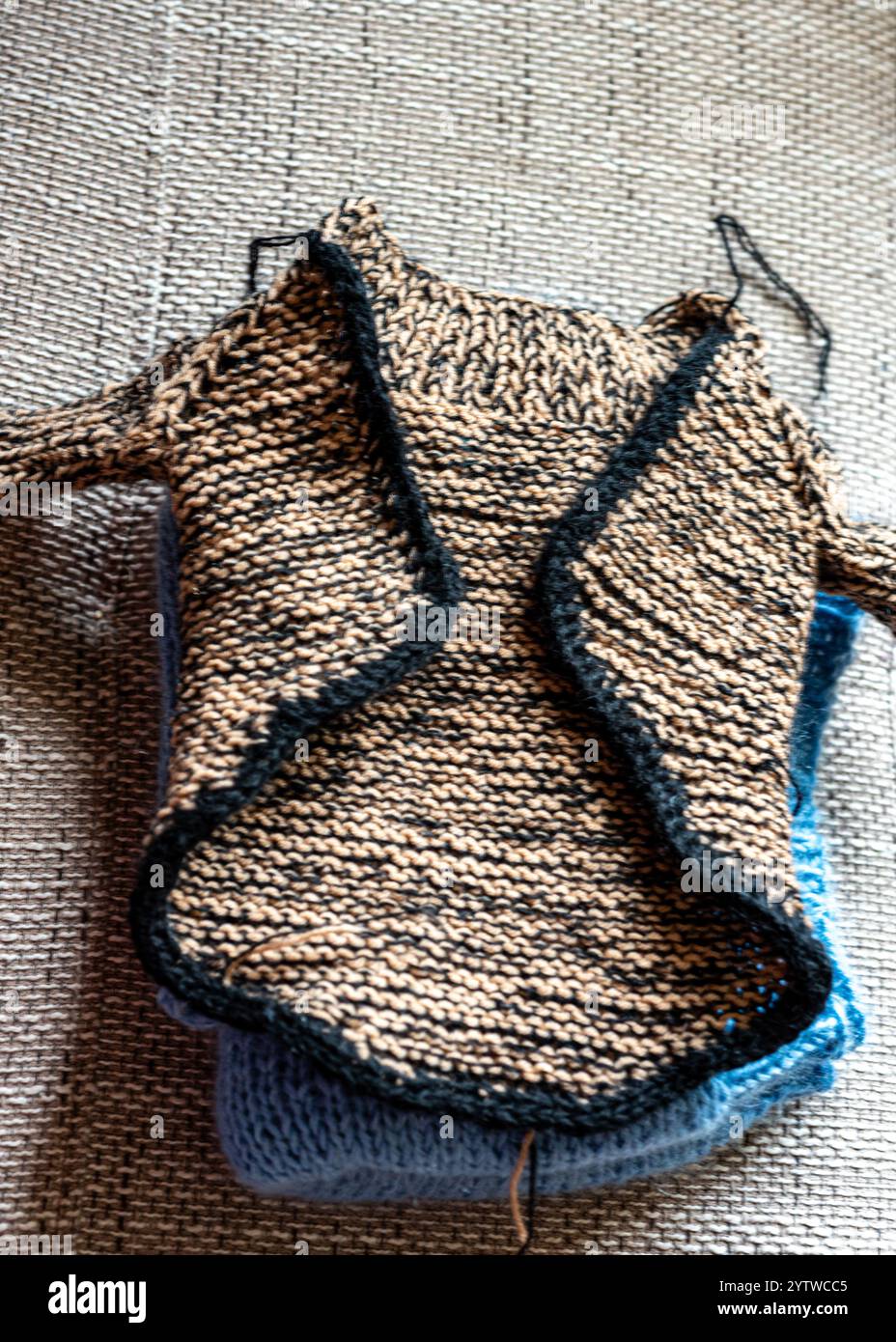 knitted handicraft, beautiful knitting pattern, handicraft concept ...