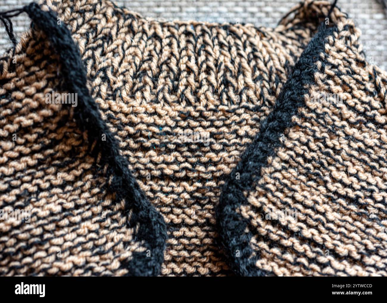 knitted handicraft, beautiful knitting pattern, handicraft concept ...