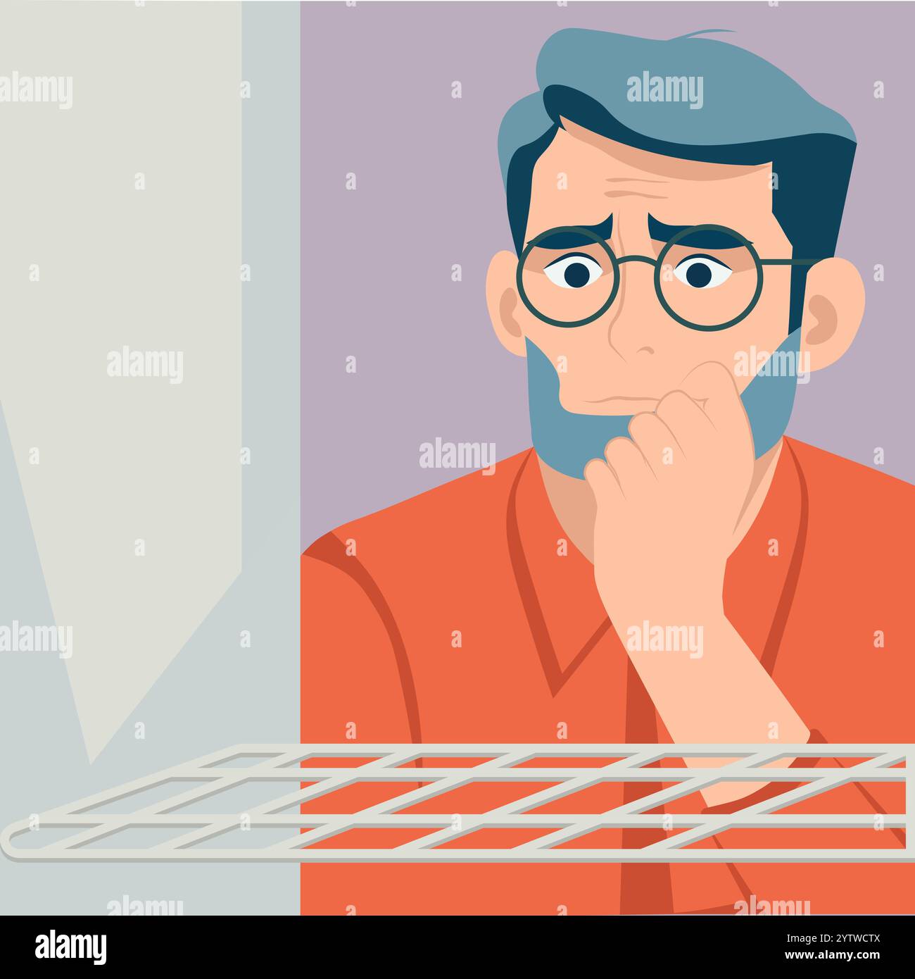 Illustration of a man in a modern minimalist style standing in front of ...