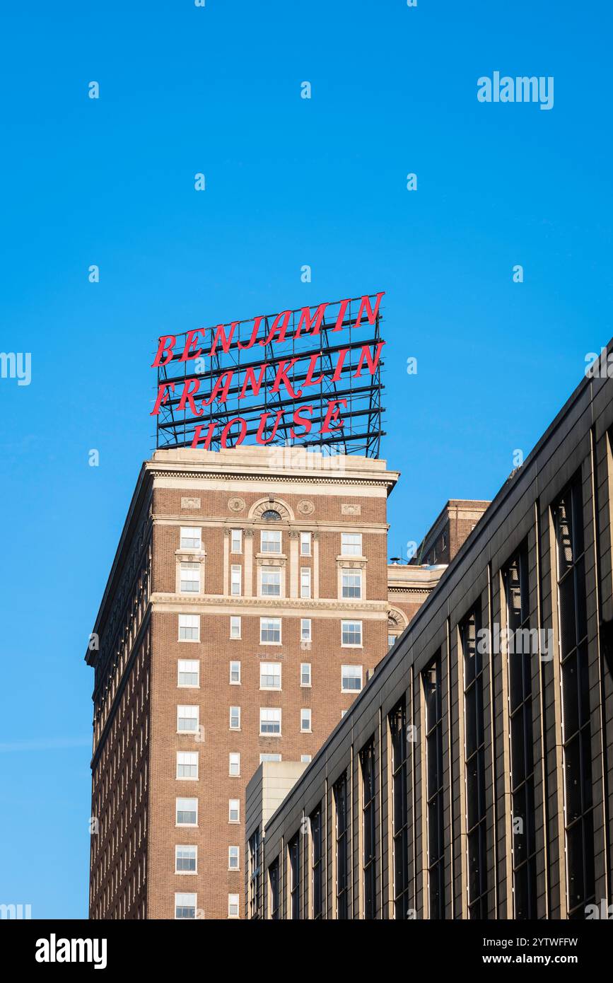 Franklin Residences Philadelphia, view of the sign on top of the ...