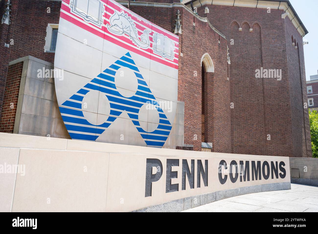 Penn Commons, view of an enlarged emblematic shield of the University ...