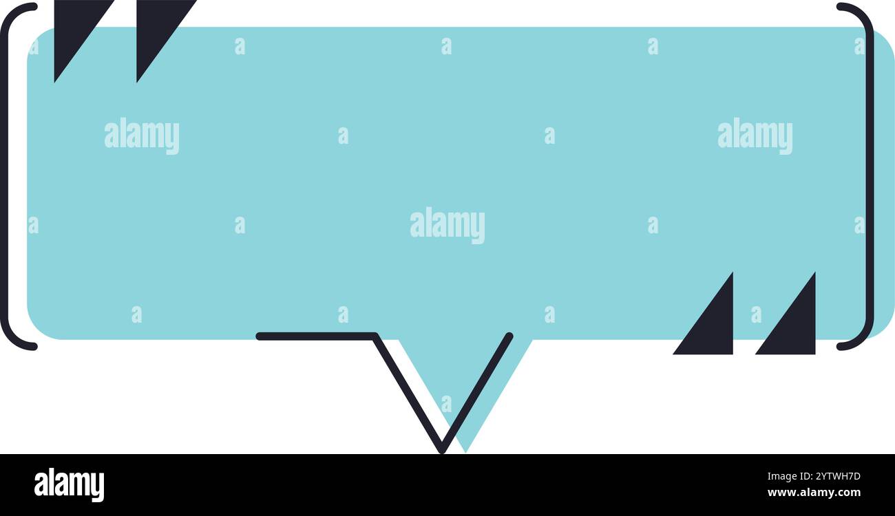 Light blue speech bubble featuring rounded corners, quotation marks, and a pointed tail ...