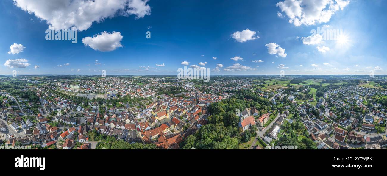 The town of Mainburg in the Abens Valley in the Hallertau in Lower ...