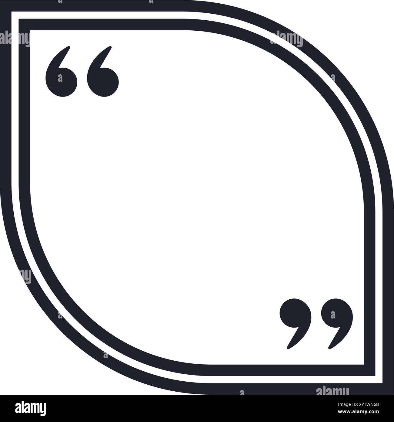 Rounded corner quote frame with quotation marks is framing empty space ...