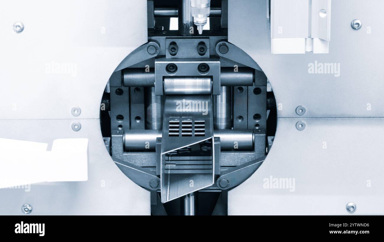 Close up scene the fiber laser cutting machine cutting machine cut the ...