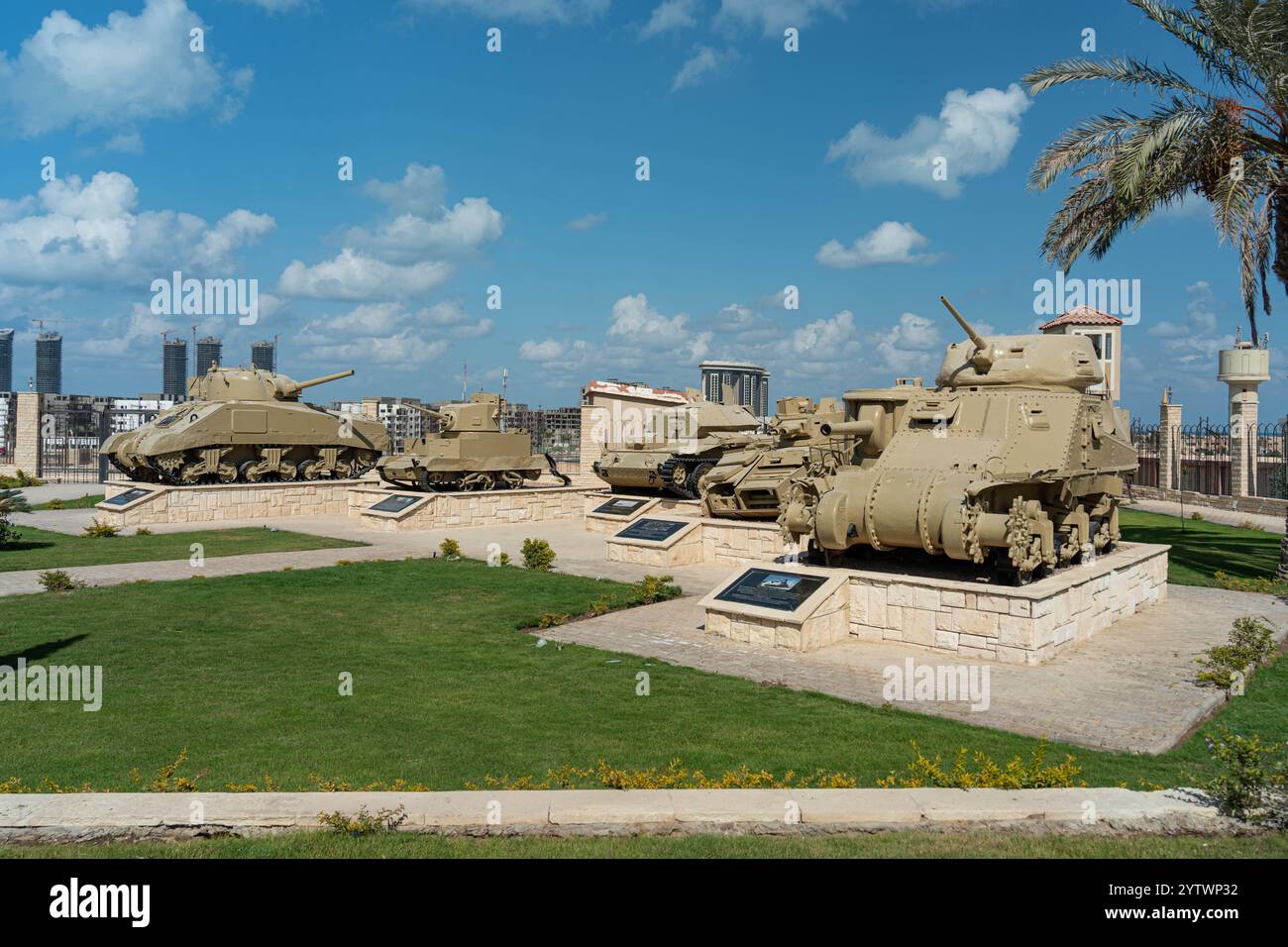 Display of restored WWII tanks at El Alamein Military Museum, Egypt ...