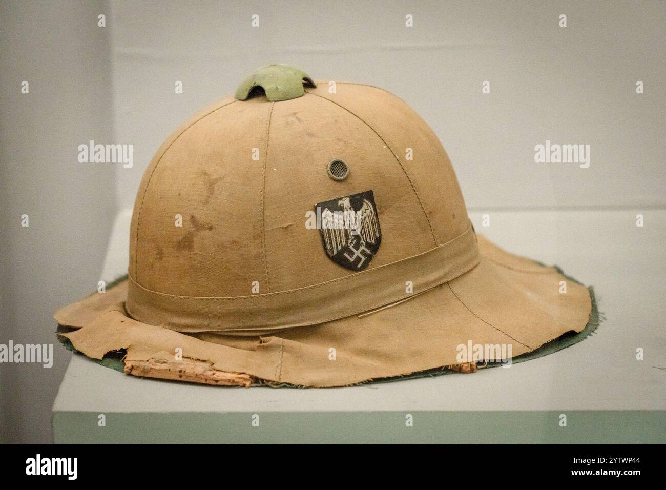 German WWII tropical pith helmet displayed at the El Alamein Military ...